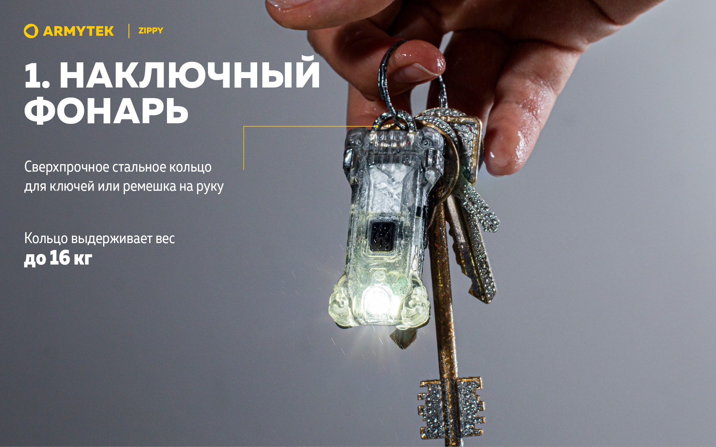 Наключный карманный фонарь Armytek Zippy Yellow | Armytek.by